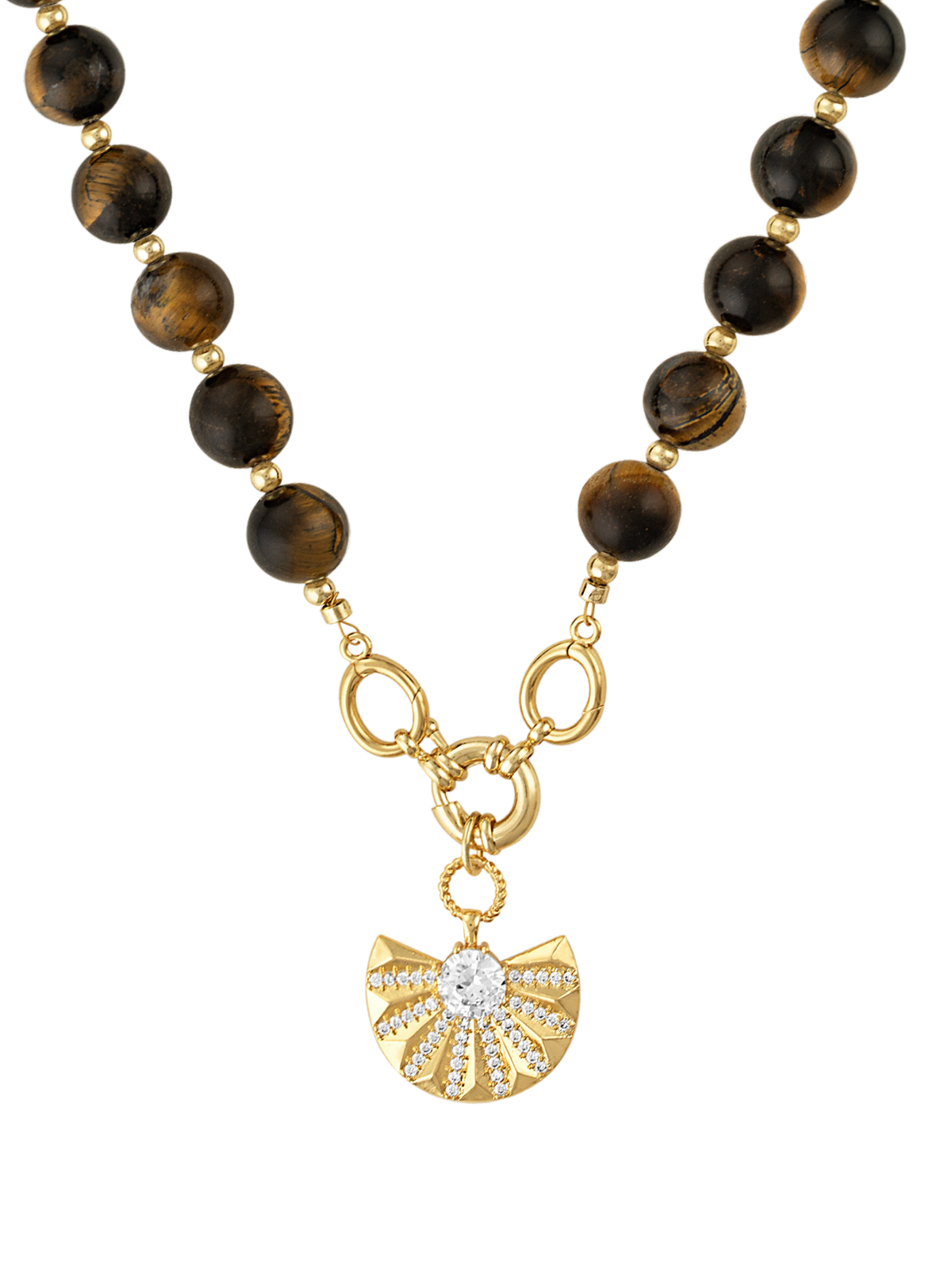 TARRA GEMSTONE OPEN CLASP FAN NECKLACE: One Size — Glam Boutique IN