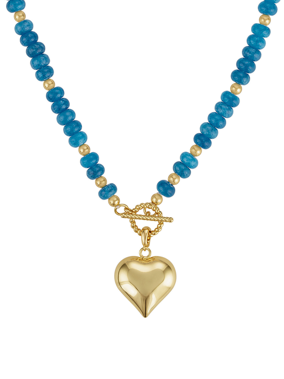 ASPEN PUFFY HEART GEMSTONE NECKLACE: One Size — Glam Boutique IN